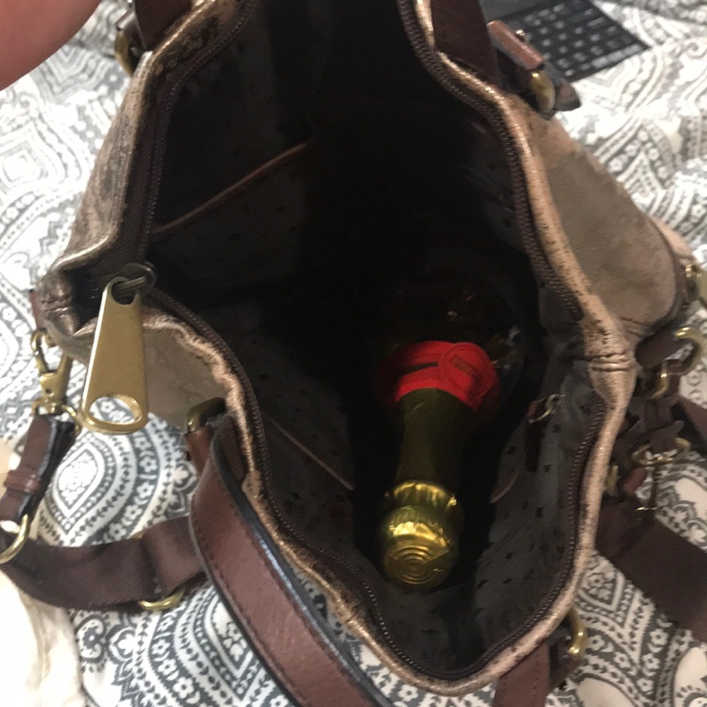 Bronze Fossil Explorer Crossbody Messenger Purse - Gem